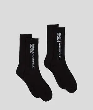 Karl Lagerfeld Logo Ribbed Socks 2-pack - Black