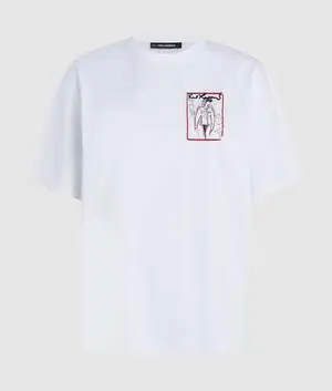 Karl Lagerfeld Oversized T-shirt With Archive Sketch Print - White