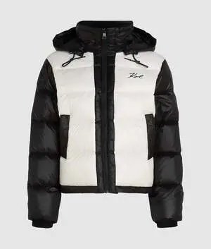 Karl Lagerfeld Signature Color-block Puffer Jacket - Black/white