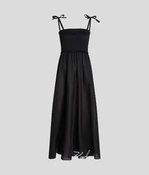 Karl Lagerfeld Beach Dress With Smocked Bodice And Tie Straps