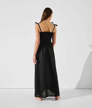 Karl Lagerfeld Beach Dress With Smocked Bodice And Tie Straps