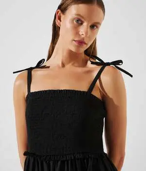 Karl Lagerfeld Beach Dress With Smocked Bodice And Tie Straps