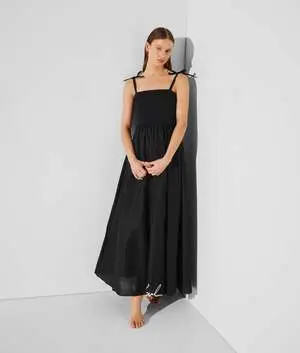 Karl Lagerfeld Beach Dress With Smocked Bodice And Tie Straps