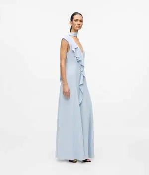 Karl Lagerfeld Viscose Ruffle-detail Maxi Dress - Kentucky Blue