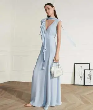 Karl Lagerfeld Viscose Ruffle-detail Maxi Dress - Kentucky Blue