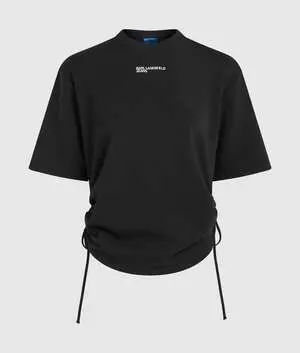 Karl Lagerfeld Tie Detail Ruched T-shirt - Black