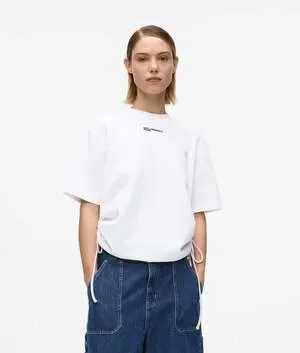 KL JEANS Jeans Tie Detail Ruched T-shirt - White