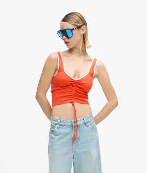 KL JEANS Jeans V-neck Ruched Tank Top - Grenadine