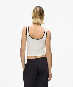 KL JEANS Jeans Cropped V-neck Tank Top - White