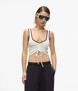 KL JEANS Jeans Cropped V-neck Tank Top - White
