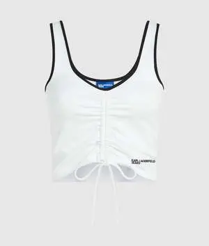 KL JEANS Jeans Cropped V-neck Tank Top - White