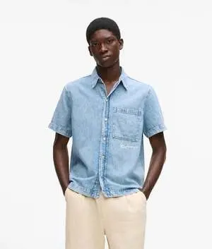 KL JEANS Short-sleeved Denim Shirt - Light Blue