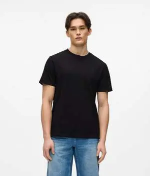 Karl Lagerfeld Monogram Linen Blend T-shirt - Black