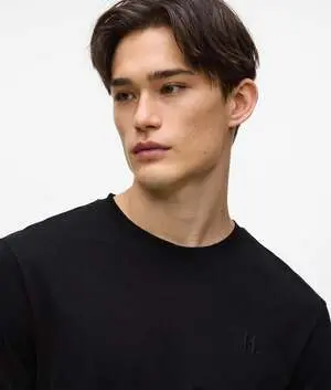Karl Lagerfeld Monogram Linen Blend T-shirt - Black