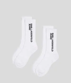 KL JEANS Jeans Logo Socks 2-pack - White/black