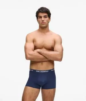 Karl Lagerfeld Metallic Logo Trunks – 3 Pack - Medieval Blue