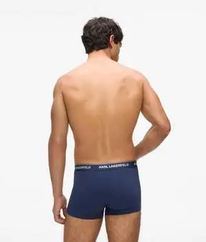 Karl Lagerfeld Metallic Logo Trunks – 3 Pack - Medieval Blue