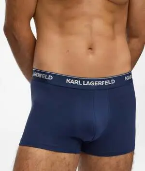 Karl Lagerfeld Metallic Logo Trunks – 3 Pack - Medieval Blue