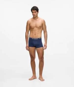 Karl Lagerfeld Metallic Logo Trunks – 3 Pack - Medieval Blue