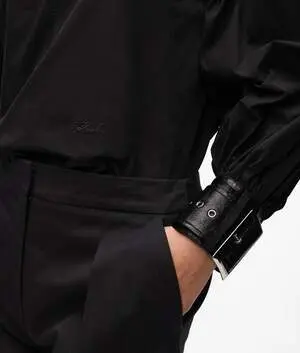 Karl Lagerfeld Balloon Sleeve Blouse With Patent Cuffs