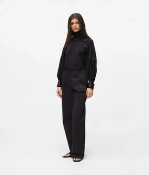 Karl Lagerfeld Balloon Sleeve Blouse With Patent Cuffs
