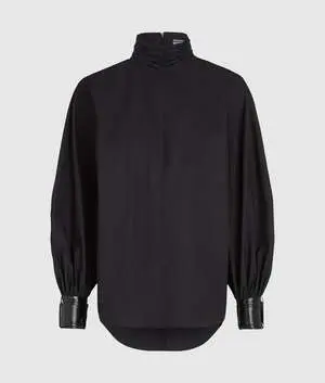 Karl Lagerfeld Balloon Sleeve Blouse With Patent Cuffs
