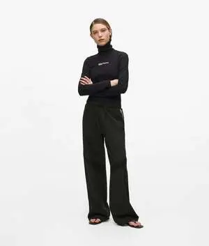 KL JEANS Lace Detail Relaxed Wide-leg Sweatpants - Black