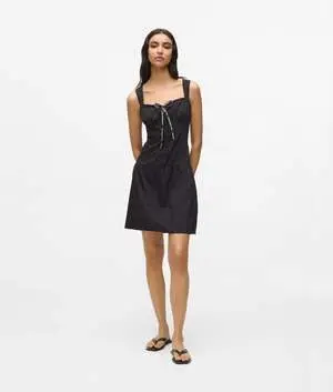 KL JEANS Jeans Viscose Blend Tie Detail Mini Dress - Black