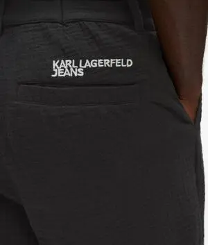 KL JEANS Crinkled Cotton Shorts - Black