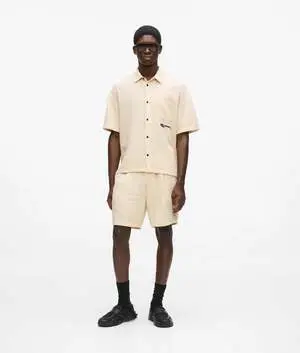 KL JEANS Crinkled Cotton Shorts - Whitecap Grey