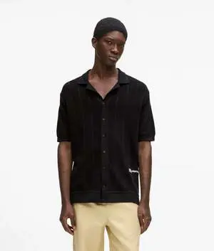 KL JEANS Short-sleeved Knit Polo Shirt - Black