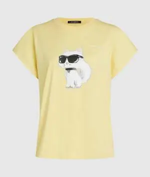 Karl Lagerfeld Ikon Choupette Organic Cotton T-shirt - Sunlight