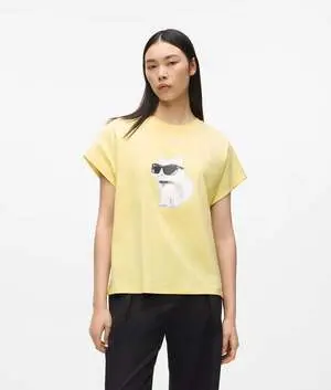 Karl Lagerfeld Ikon Choupette Organic Cotton T-shirt - Sunlight