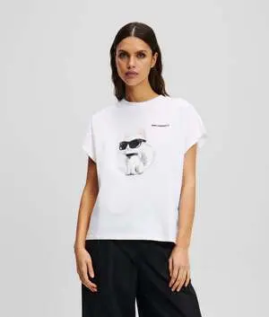 Karl Lagerfeld Ikon Choupette Organic Cotton T-shirt - White