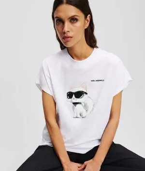 Karl Lagerfeld Ikon Choupette Organic Cotton T-shirt