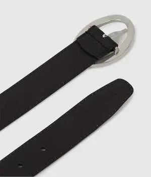 Karl Lagerfeld Slim Leather Belt With Oval Buckle