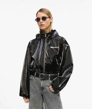 KL JEANS Jeans Shiny Hooded Jacket - Black