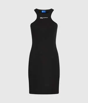 KL JEANS Jeans Ribbed Racer Mini Dress With Logo Embroidery - Black