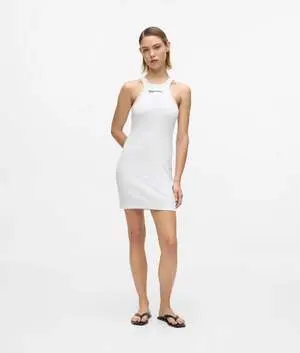 KL JEANS Jeans Ribbed Racer Mini Dress With Logo Embroidery - White