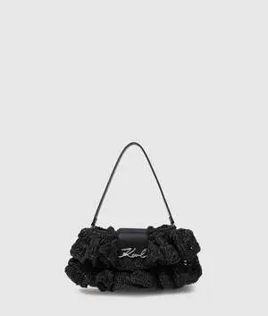 Karl Lagerfeld K/signature Ruffle Shoulder Bag - Black