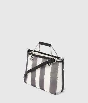 Karl Lagerfeld Ikon Mesh Small Tote Bag With Striped Design - Black Stripes