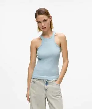 KL JEANS Jeans Ribbed Logo Racerback Tank Top - Corydalis Blue