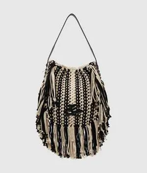 Karl Lagerfeld K/autograph Fringe Shoulder Bag - Black/white