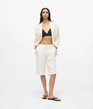 KL JEANS Jeans Linen Blend Bermuda Shorts - Off White