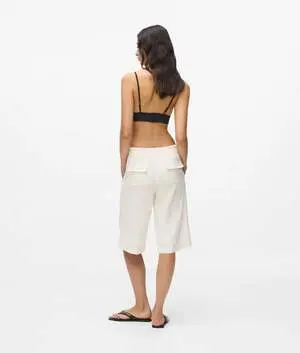 KL JEANS Jeans Linen Blend Bermuda Shorts - Off White
