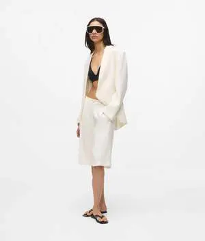 KL JEANS Jeans Linen Blend Bermuda Shorts - Off White