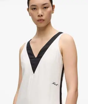 Karl Lagerfeld Sleeveless Ankle-length Linen Blend Dress
