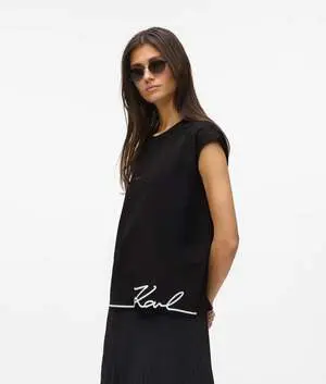 Karl Lagerfeld Signature Embroidery Tank Top - Black