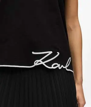 Karl Lagerfeld Signature Embroidery Tank Top - Black