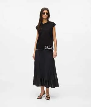 Karl Lagerfeld Signature Embroidery Tank Top - Black